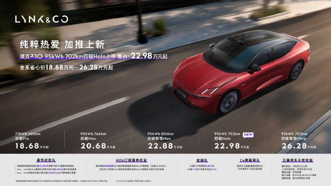 售价22.98万元 领克Z10加推95kWh 702km新四驱Halo版车型-新浪汽车