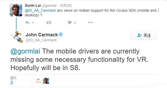 Oculus CTO暗示三星S8 Vulkan会深度优化Oculus SDK