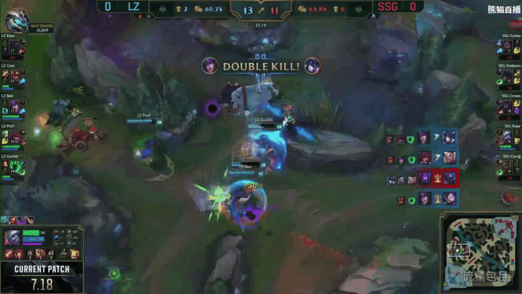 LOL八强赛:SSG不被众人看好，结果爆发首杀LCK冠军LZ拿下开门红