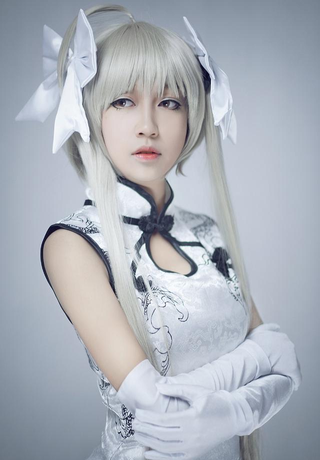 缘之空春日野穹cosplay正片,白旗袍cos福利