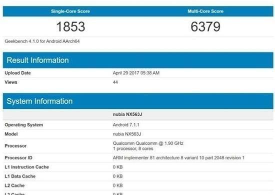 努比亚Z17曝光, 高通骁龙835+8G+128G+双摄。