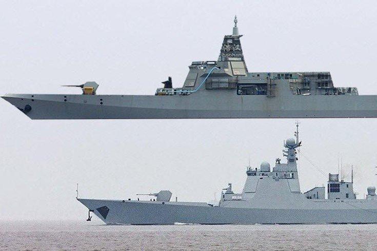 055和052D驱逐舰等比例对比图曝光，052D娇小到让人意外|驱逐舰|舰载|吨级_新浪新闻