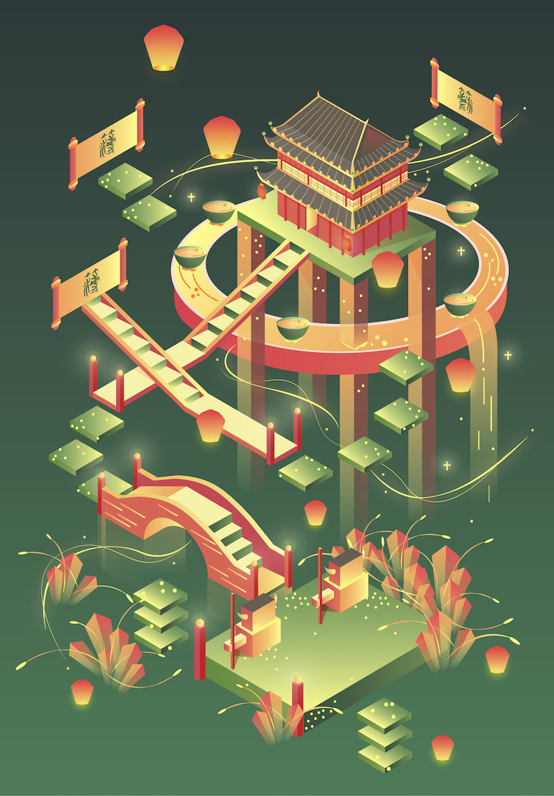 来自AI插画班的一组好看的2.5d插画，2|插画|开课|课程_新浪新闻