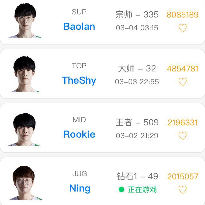 LPL铁粉晒Rank爱心值，宝蓝持续领跑，而RNG头名不再是Uzi