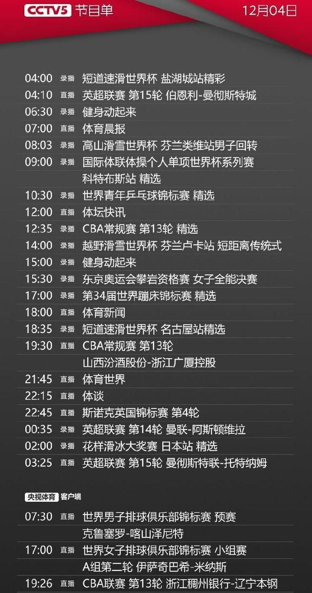 今日央视节目单，CCTV5转CBA+曼联VS热刺，APP转辽篮|央视|CBA|辽篮_新浪新闻