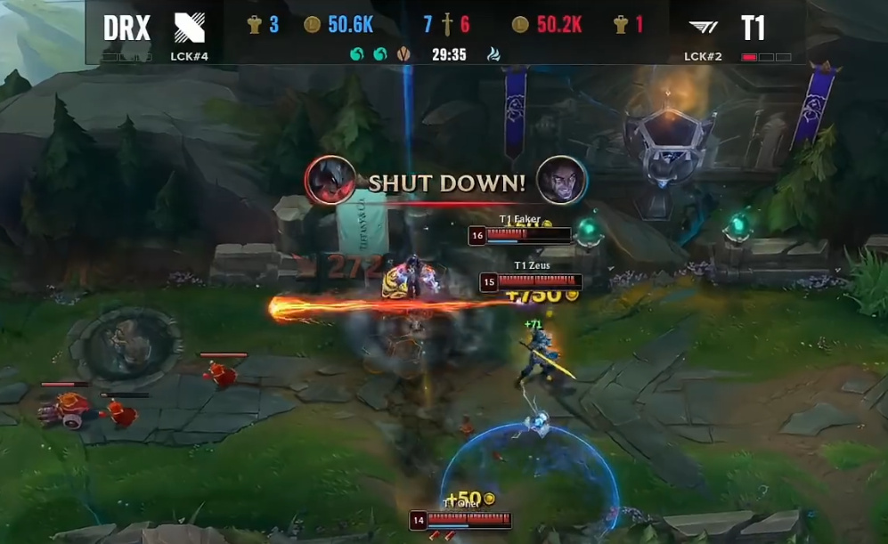T1对阵DRX第二局：Deft关键大招！DRX扳回一城