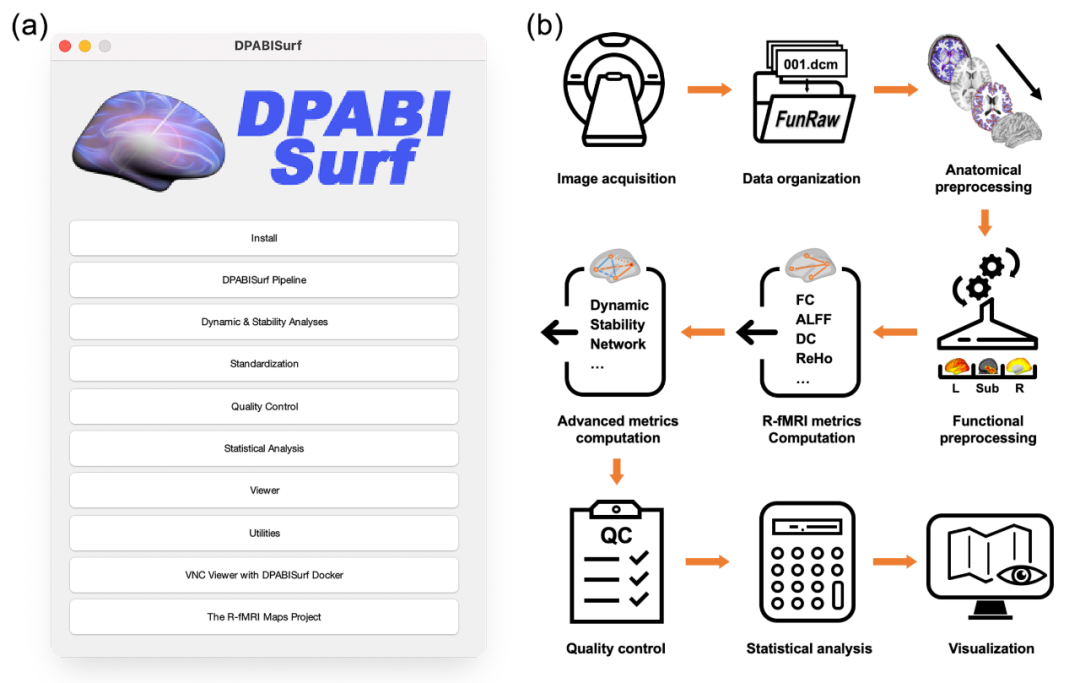 基于皮层的磁共振脑影像一键式数据处理与分析软件平台DPABISurf