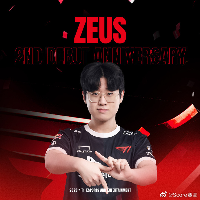 今天是T1上单选手@T1_Zeus 出道两周年，祝Zeus两周年快乐！|选手|宙斯|春季赛_新浪新闻