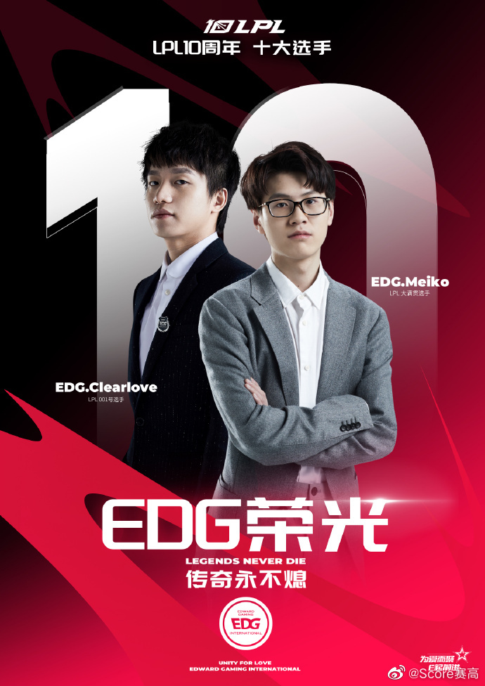 @EDG电子竞技俱乐部 发布明凯＆田野 十大选手海报