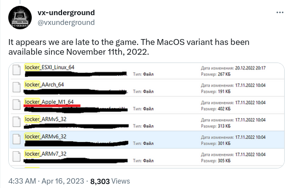 警惕：LockBit 首次为苹果 M1 Mac 电脑开发出勒索软件