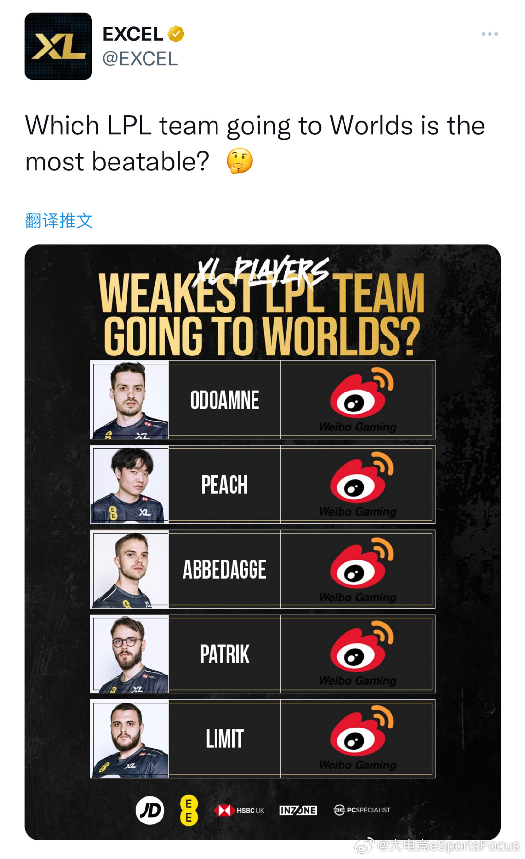 Q：哪支进入世界赛的LPL队伍是最容易被打败的？|队伍|世界|英雄联盟_新浪新闻