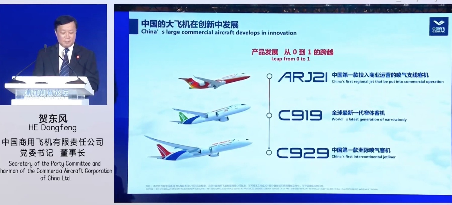 中國商飛董事長賀東風：C919訂單數達1061架 已交付2架 - 新浪香港