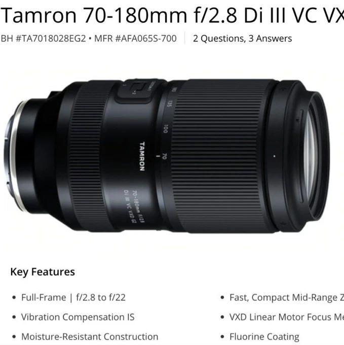 外媒上手腾龙70-180mm G2：是一款值得购买的镜头|腾龙|索尼|VC_新浪新闻