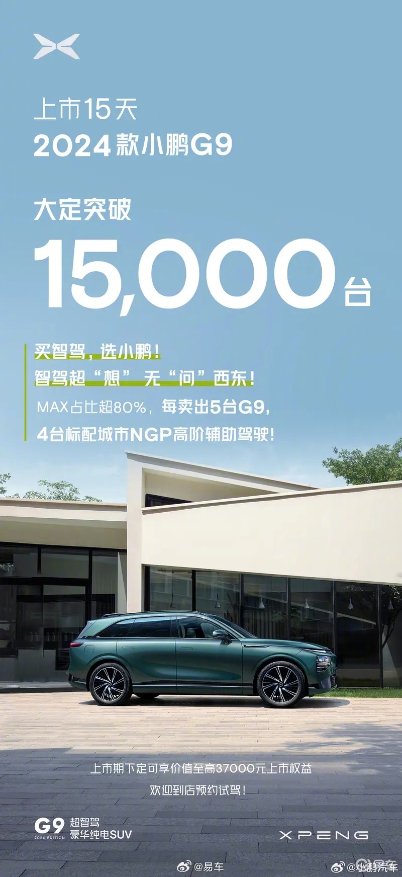 2024款小鹏G9上市15天大定突破15000台 售26.39万元起-新浪汽车
