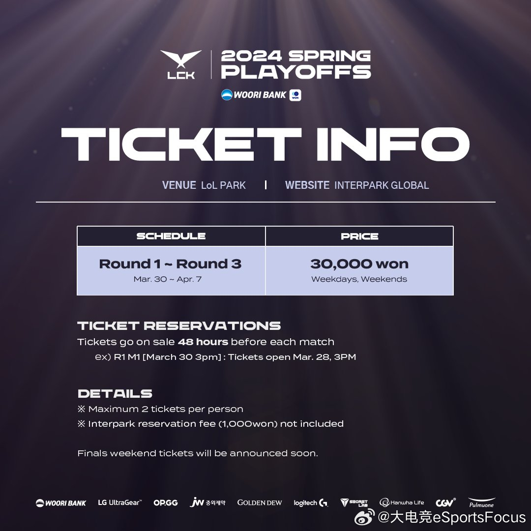 2024LCK春季赛季后赛将于3月30日开赛…|春季赛|季后赛|售票_新浪新闻