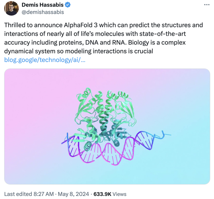AI接近成为神？谷歌AlphaFold 3直接预测生命过程|DNA_新浪新闻