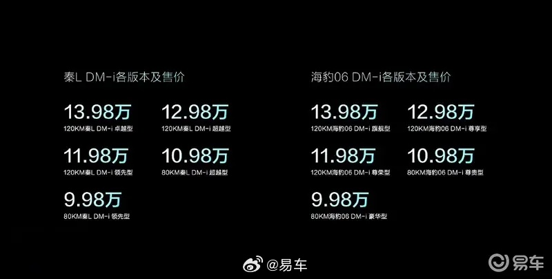 比亚迪秦L DM-i/海豹06DM-i上市 售9.98万元起-新浪汽车