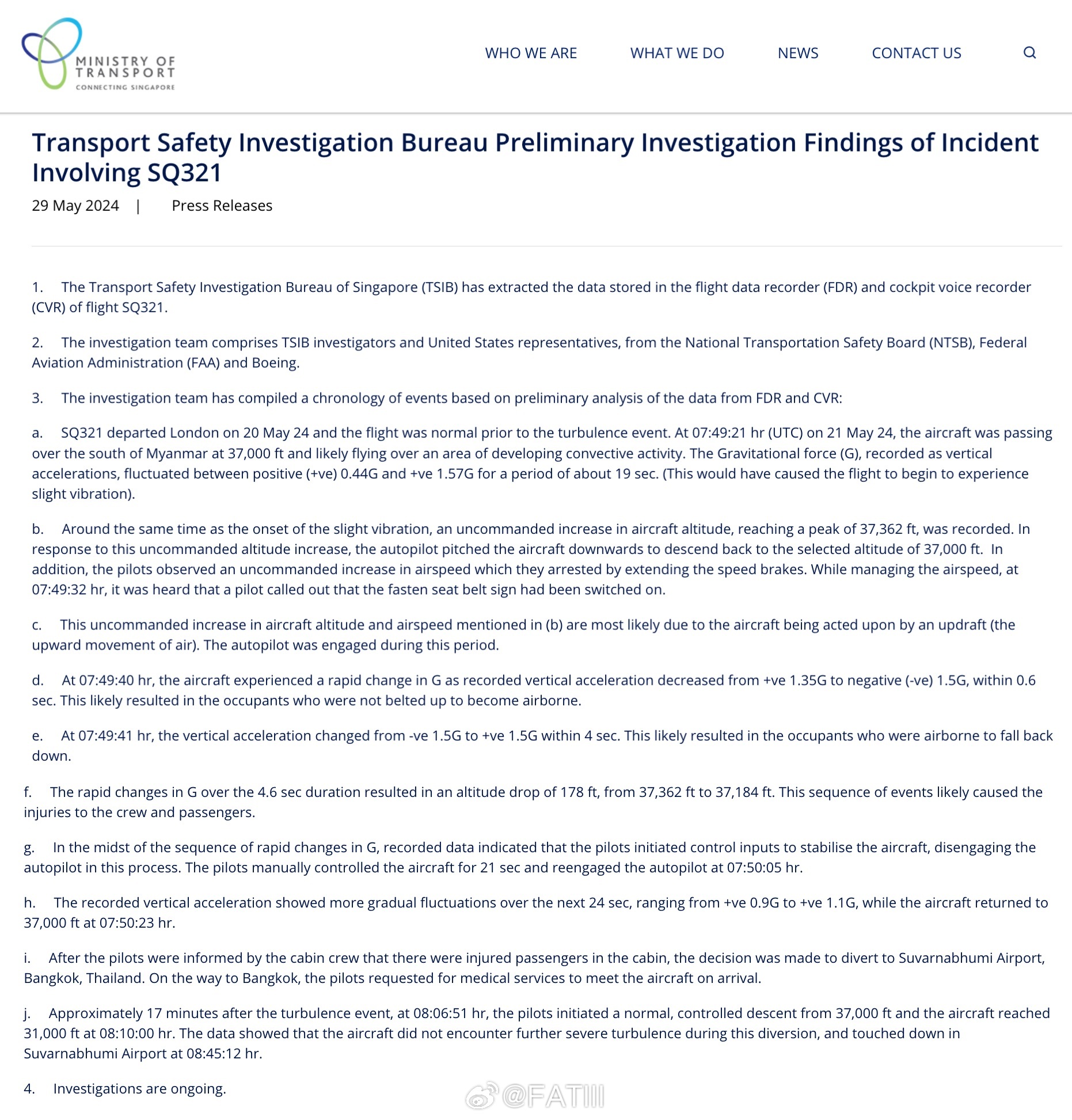 SQ321事件初步调查结果公布|飞机|调查结果|飞行员_新浪新闻