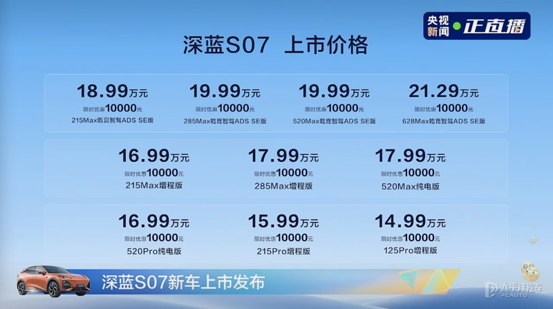 售14.99万起 首搭华为乾崑智驾 深蓝S07上市-新浪汽车