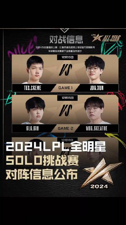 2024LPL全明星SOLO挑战赛8进4将在12月15日-16日进行 *8进4为非直播线上赛…_新浪新闻