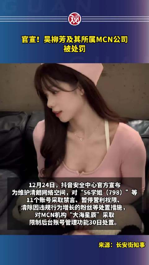 官宣！吴柳芳及其所属MCN公司被处罚_新浪新闻