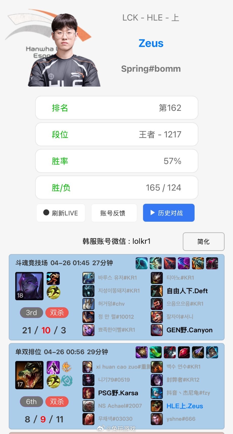 T1战队选手韩服ID曝光，Zeus、Oner、Keria新赛季账号公布|韩服ID|战队选手|T1_新浪新闻