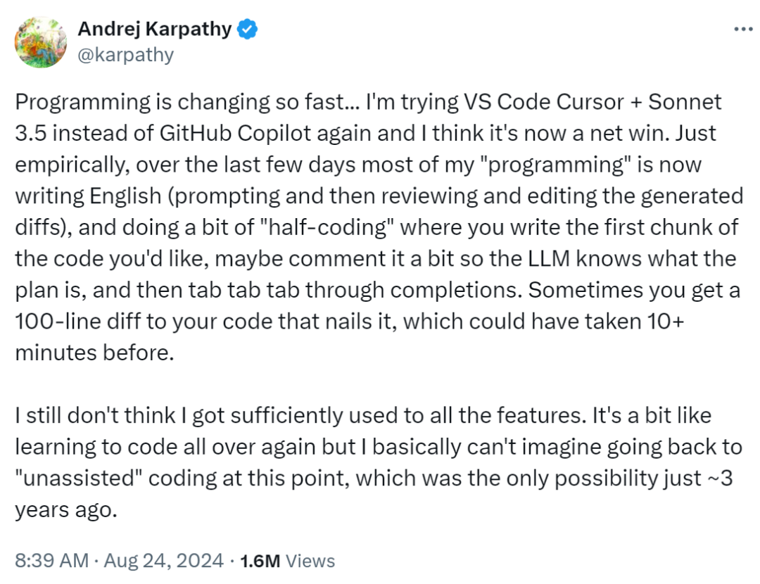 Karpathy狂讚AI代碼神器Cursor，直言回不到3年前無輔助編碼了，卻被指「帶貨」 - 新浪香港