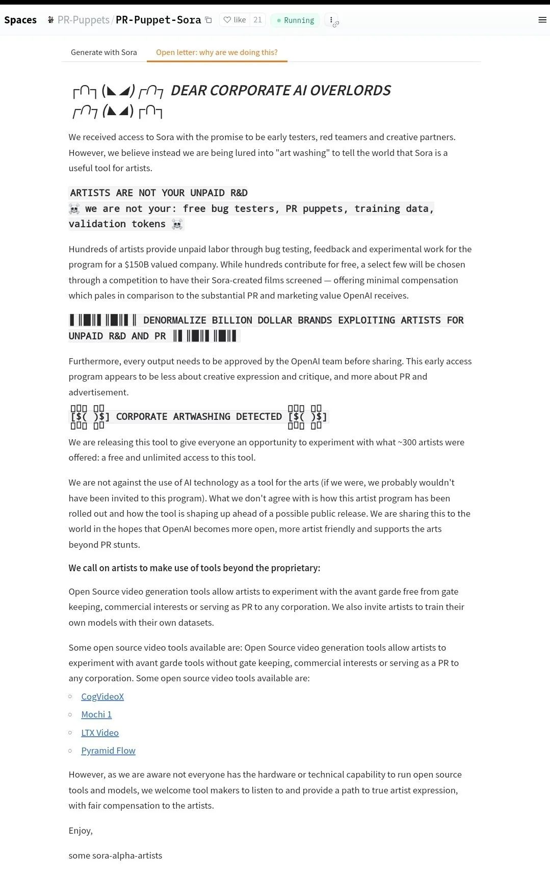 OpenAI Sora 疑遭泄露，附地址 - 新浪香港