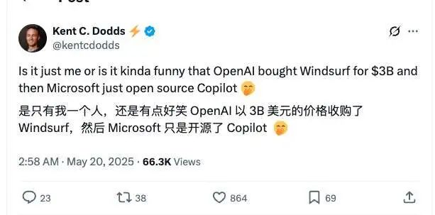 重磅，微軟宣佈開源Copilot，用 5000 萬用戶直接碾壓 Cursor和Windsurf？ - 新浪香港