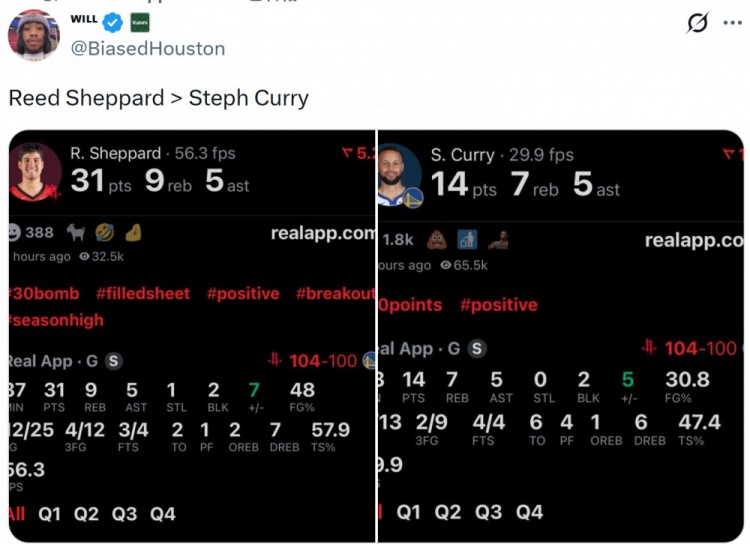 31分9板5助vs14分7板5助！火箭媒体人晒数据：谢泼德＞库里_抓站_新浪竞技风暴_新浪网