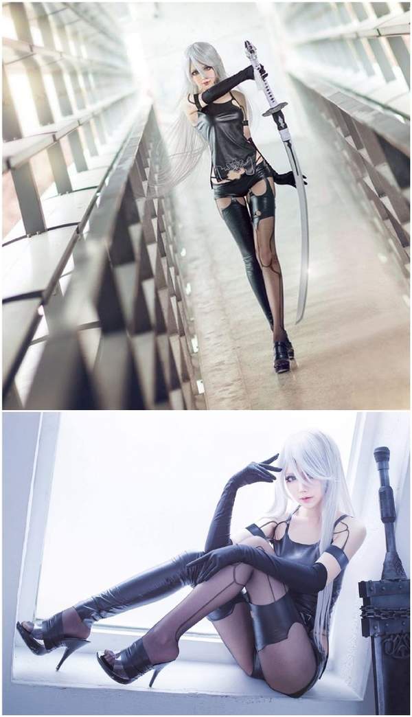 台湾美女COS《尼尔》A2、2B 黑丝大长腿，清凉不惧露_八卦趣闻_新浪游戏_新浪网