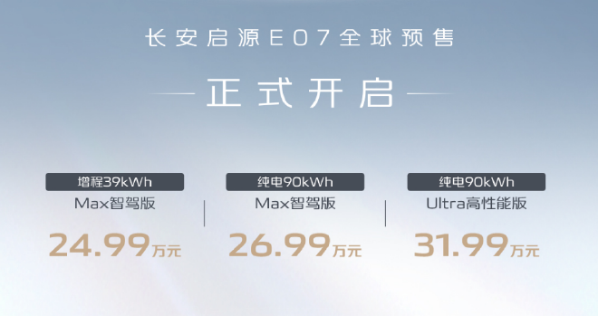 长安启源E07正式开启预售 预售24.99-31.99万元-新浪汽车