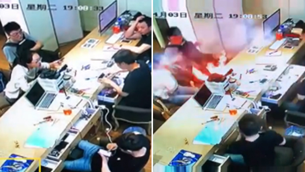突然喷火！iPhone被曝维修时爆炸 机主左臂炸伤_手机新浪网