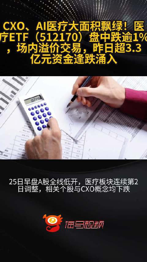 CXO、AI医疗大面积飘绿！医疗ETF（512170）盘中跌逾1%，场内溢价交易，昨日超3.3亿元资金逢跌涌入！_手机新浪网