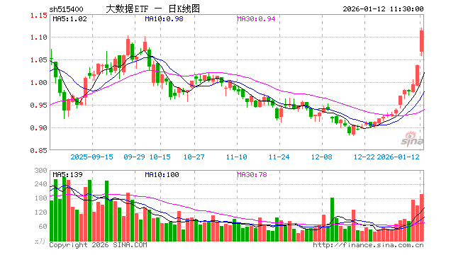 大数据ETF（515400）涨7.53%，半日成交额2.14亿元|大数据_新浪财经_新浪网