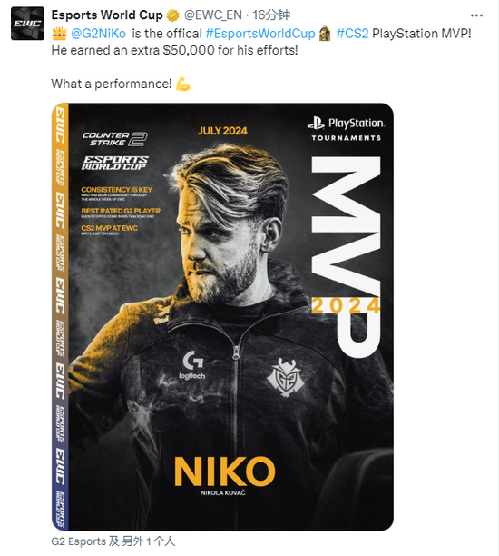 奖金加5万！NiKo荣膺EWC官方CS项目MVP选手-新浪电竞_电竞赛事_直播报道_新浪电子竞技