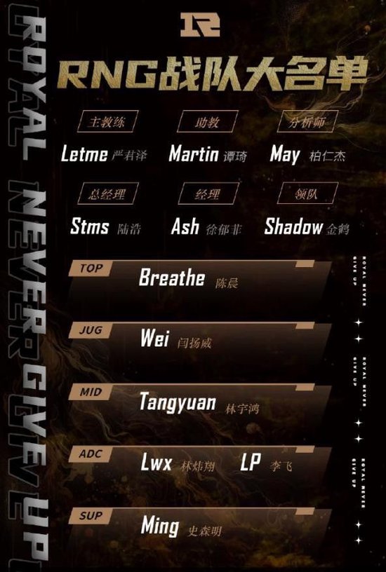 RNG电子竞技俱乐部官宣大名单，东鹏特饮再度携手-新浪电竞_电竞赛事_直播报道_新浪电子竞技