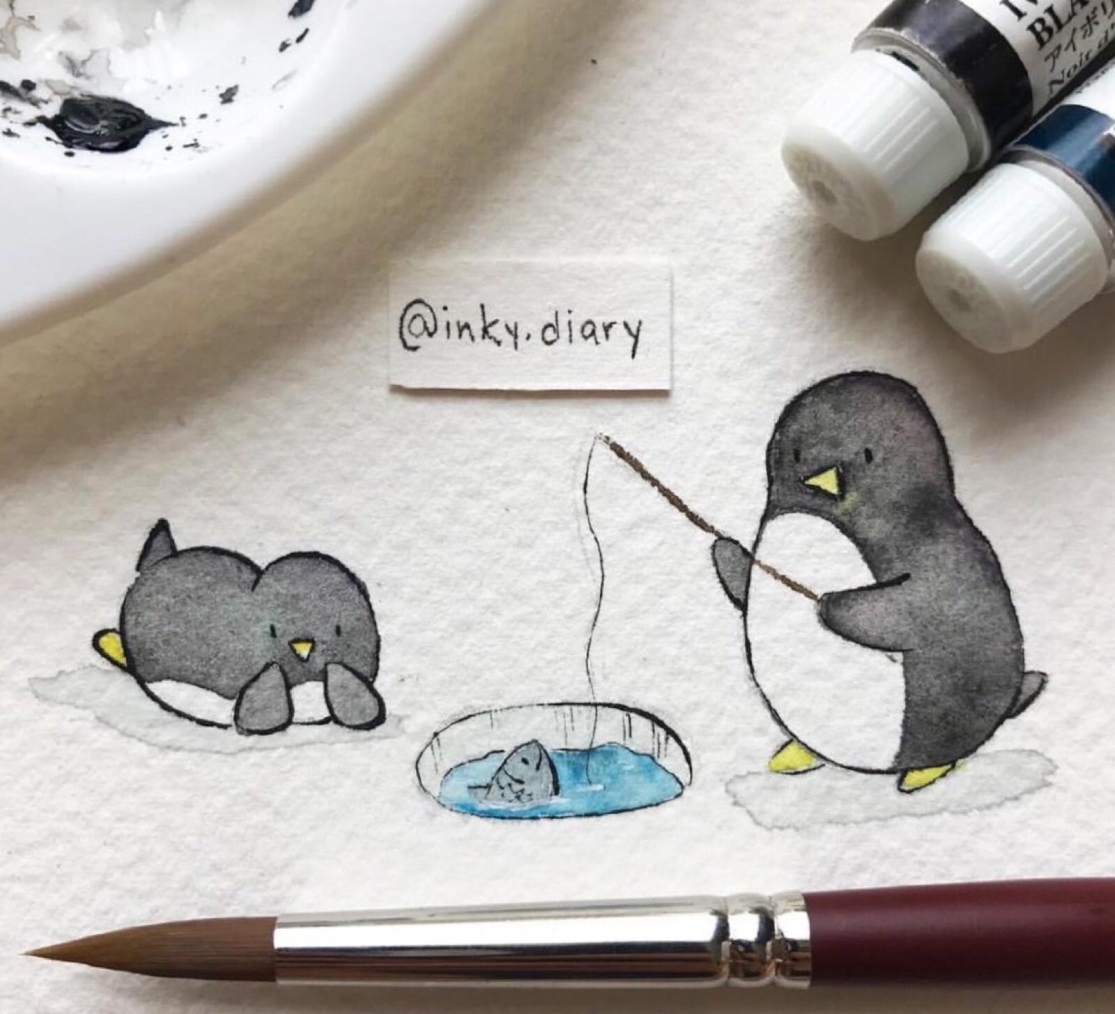 inky diary水彩简笔画 太可爱了 存起来