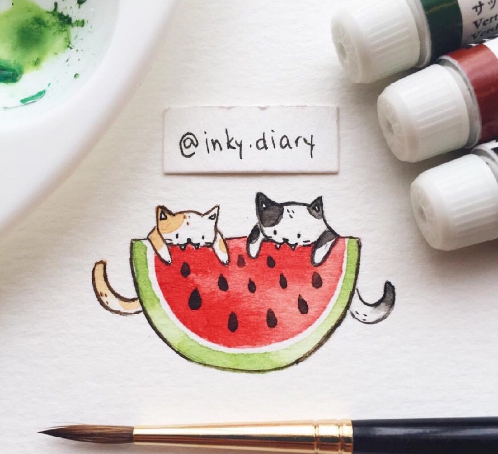 inky diary水彩简笔画 太可爱了 存起来