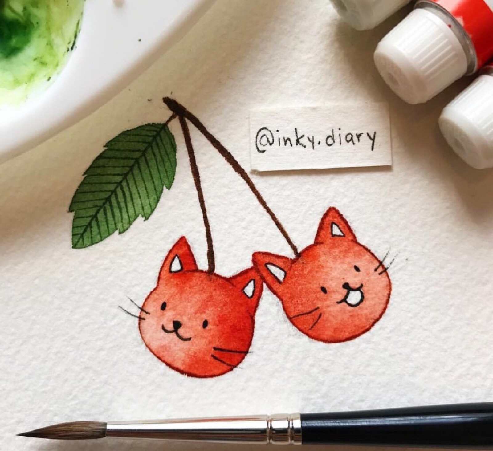 inky diary水彩简笔画 太可爱了 存起来