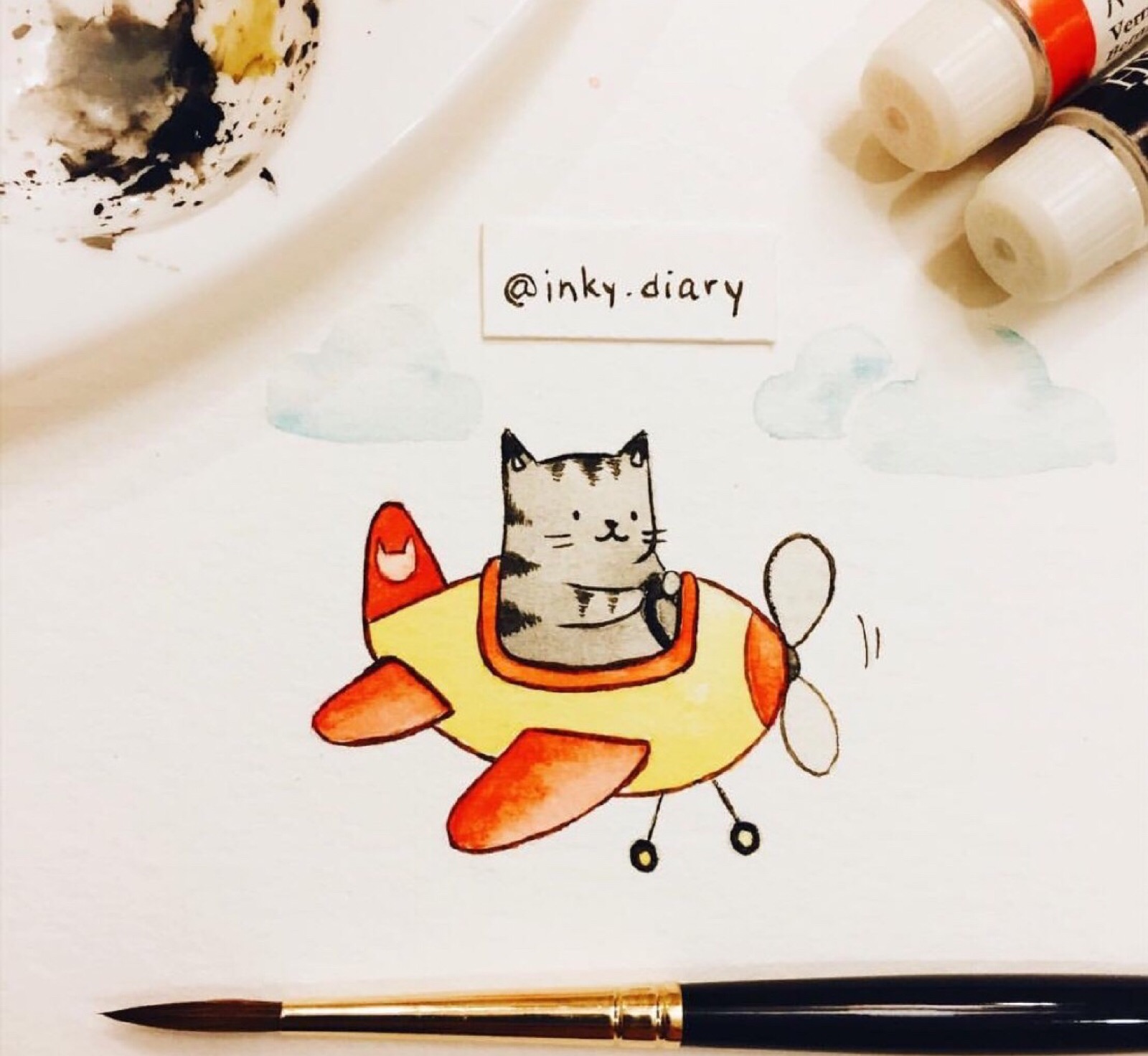 inky diary水彩简笔画 太可爱了 存起来