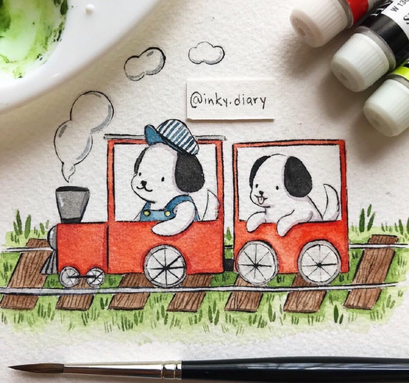 inky diary水彩简笔画 太可爱了 存起来