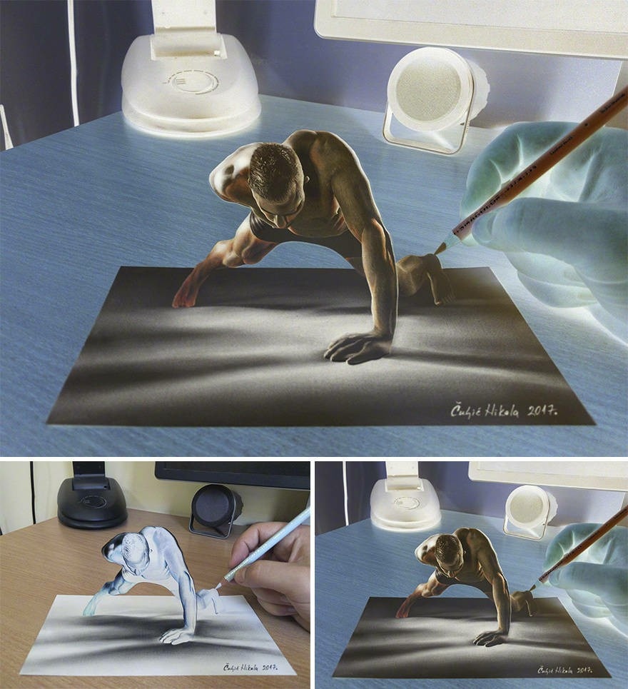 艺术家 Nikola Čuljić 手绘裸眼3D绘画