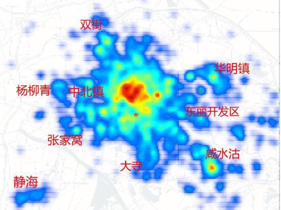 热力图带来的秘密: 天津城市最新版图|双街|西青区|咸水|热力图|热度_新浪新闻