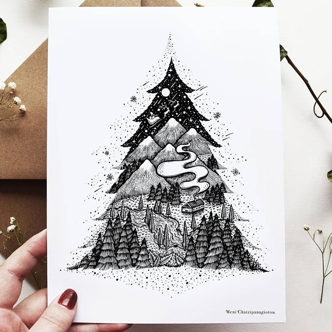 风景针管笔插画 作者:menis_art|针管笔|插画|风景_新浪新闻