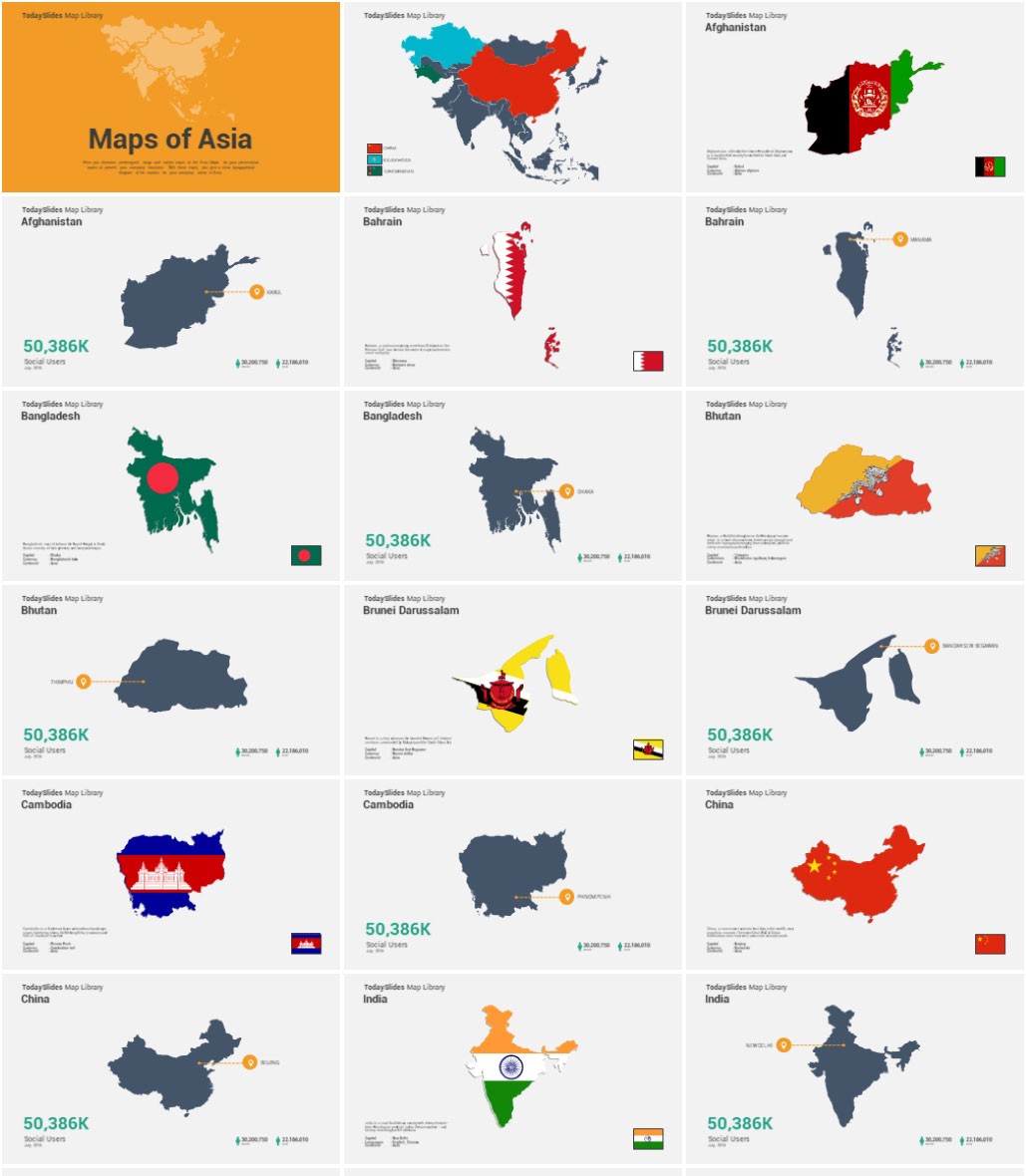 PPT神作，92页亚洲地图模板！