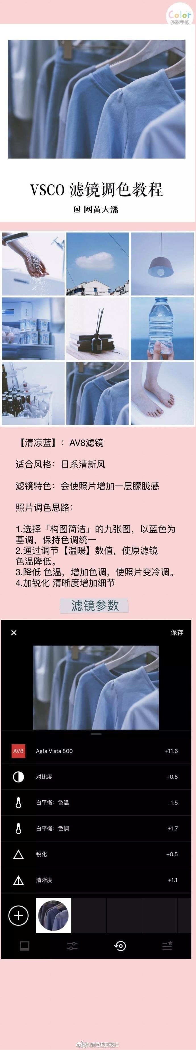 VSCO 滤镜调色教程合集 | 人物 | 日系 | 粉紫色 | 胶片 | 天空 | 港