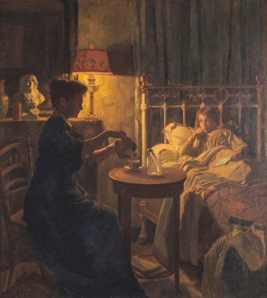 法国画家油画家Marcel Rieder 的油画作品 灯