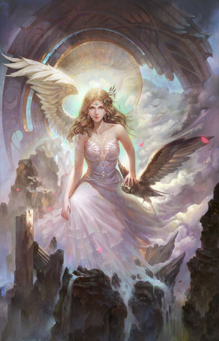 奇幻人物插画“美惠三女神”希腊神话中分别代表着妩媚优雅和美丽