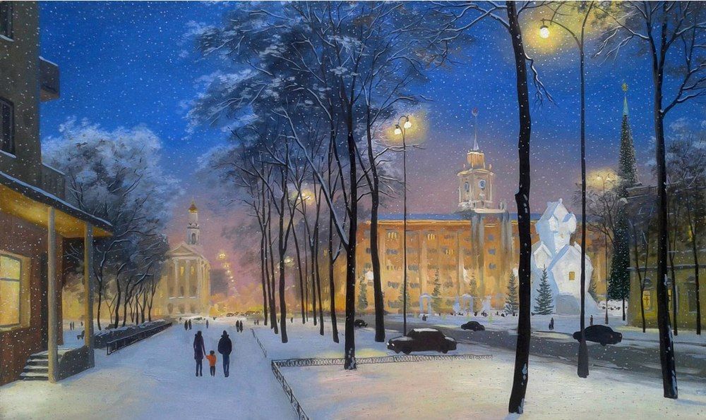 插画：我的城市下起了雪-艺术家ALEXANDER BOLOTOV